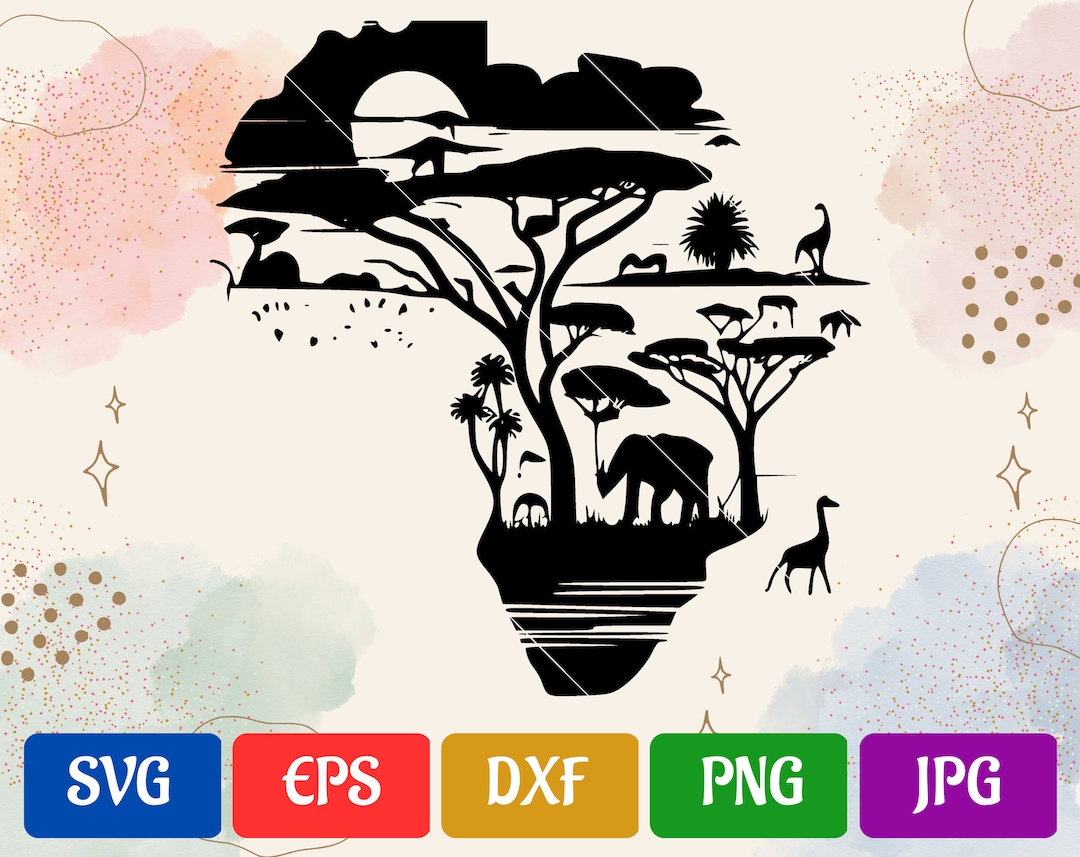 Africa SVG | Black and White Vector Cut File for Cricut | Svg - Eps ...