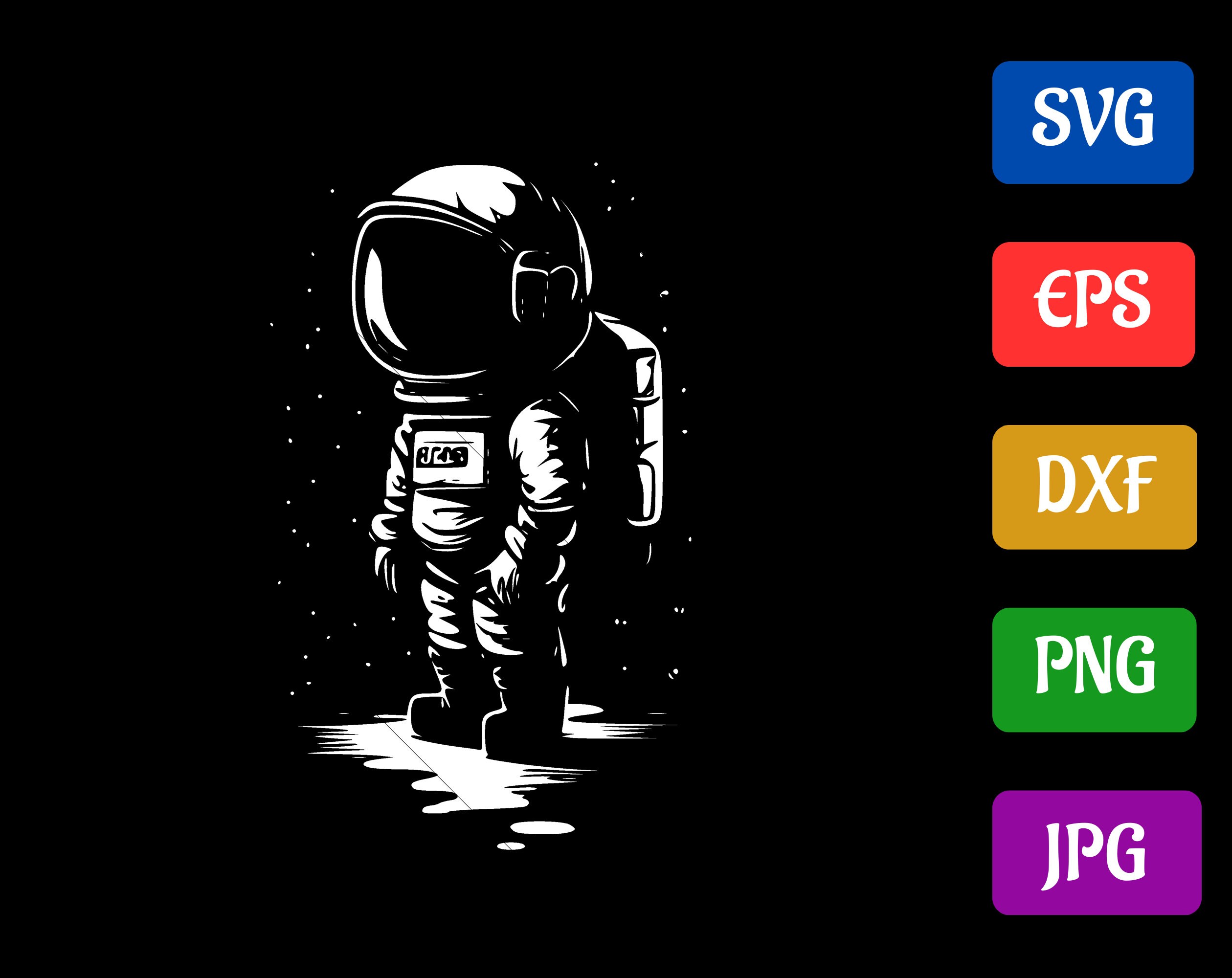 Astronaut SVG Black and White Vector Cut File for Cricut Svg Eps Dxf ...