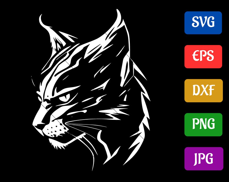 Wildcat SVG Black and White Vector Cut File for Cricut Svg Eps Dxf Png ...