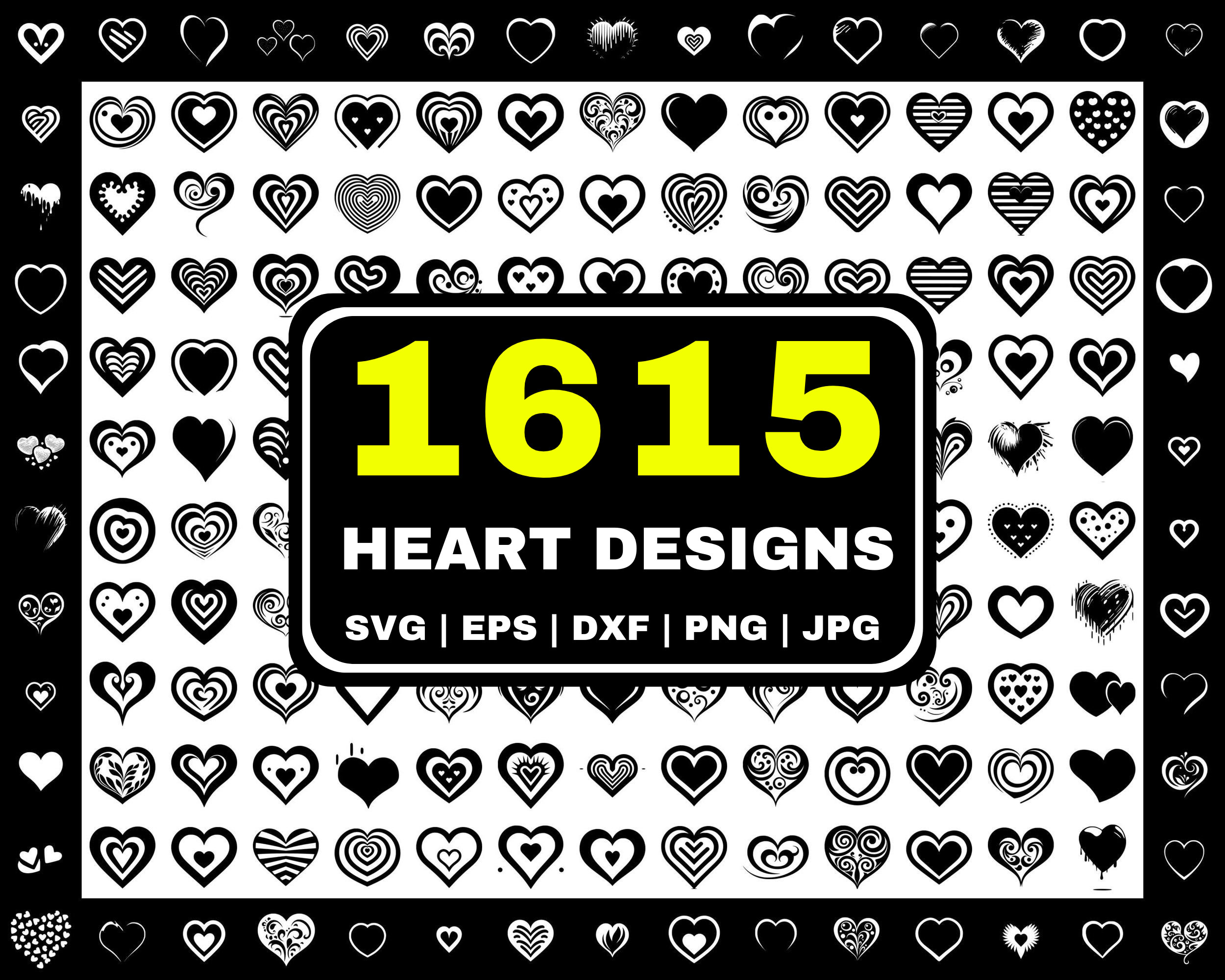 1615 Heart Mega Bundle | Svg - Eps - Dxf - Png - Jpg | Commercial Use ...