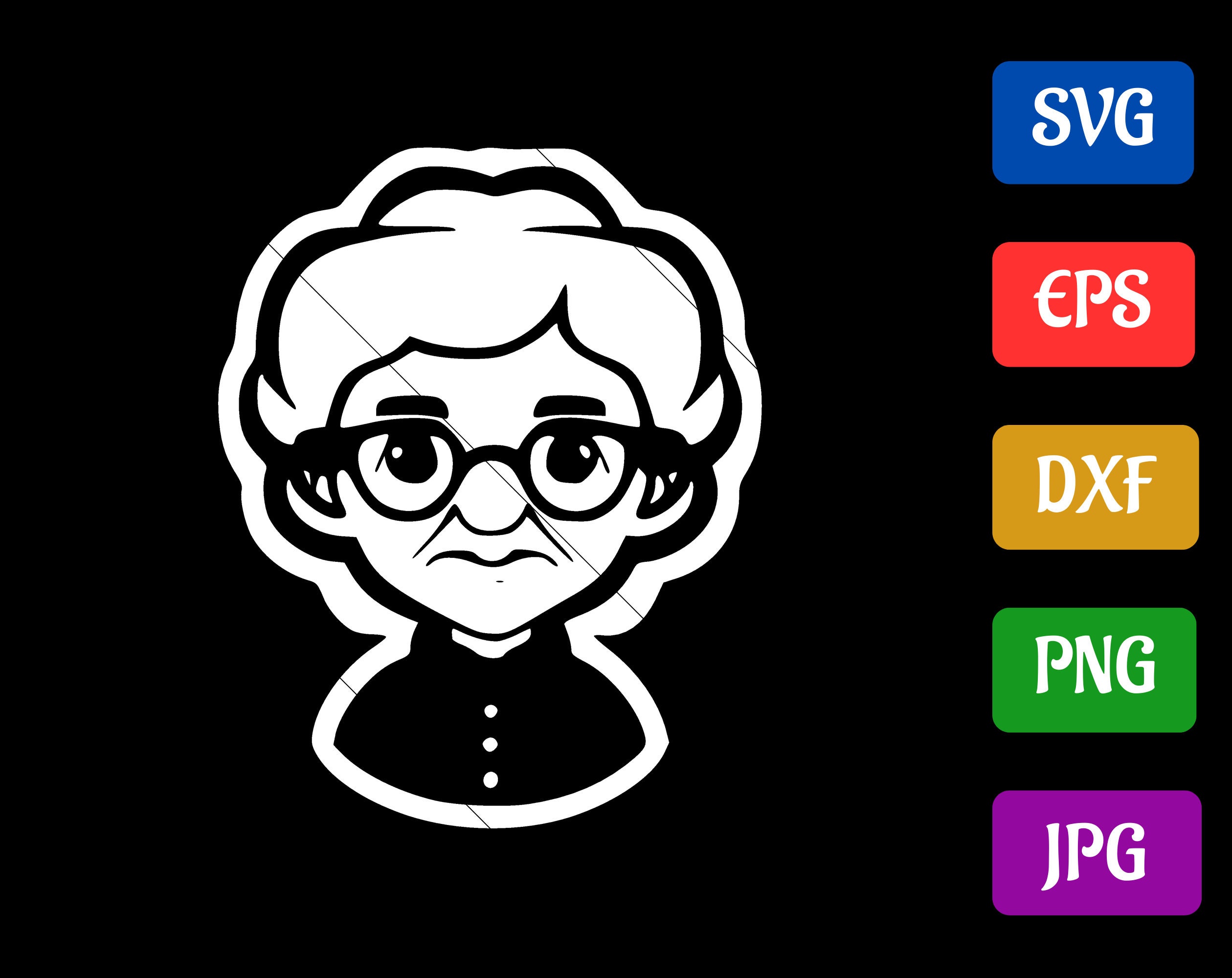 Grandma Svg Eps Dxf Png Jpg Silhouette Cameo Cricut Explore Black and ...