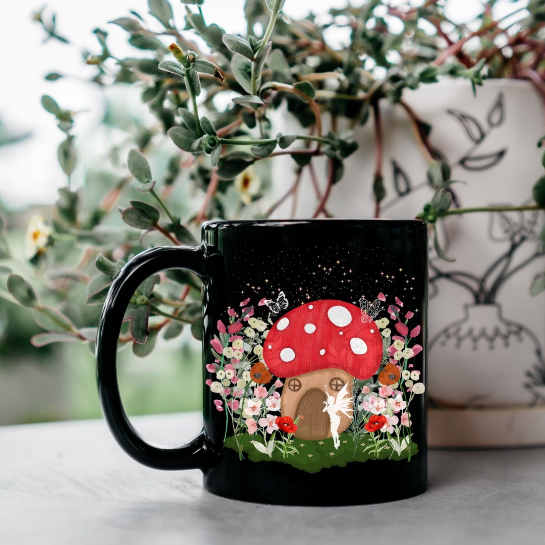 Fairy Mushroom Mug, Cottagecore Mug Fairycore Decor Dark Cottagecore ...