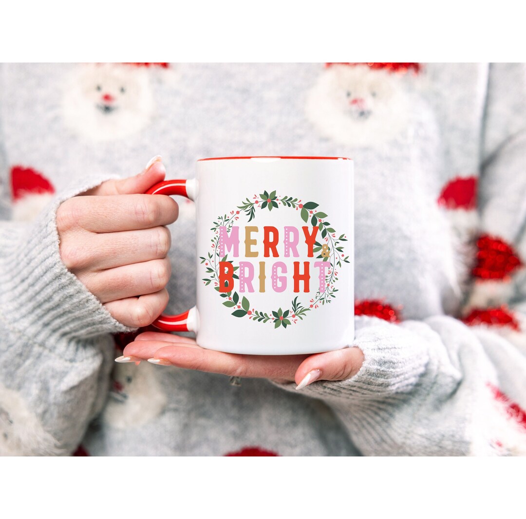 Merry and Bright Mug, Christmas Mugs, Christmas Gift, Christmas Dishes ...