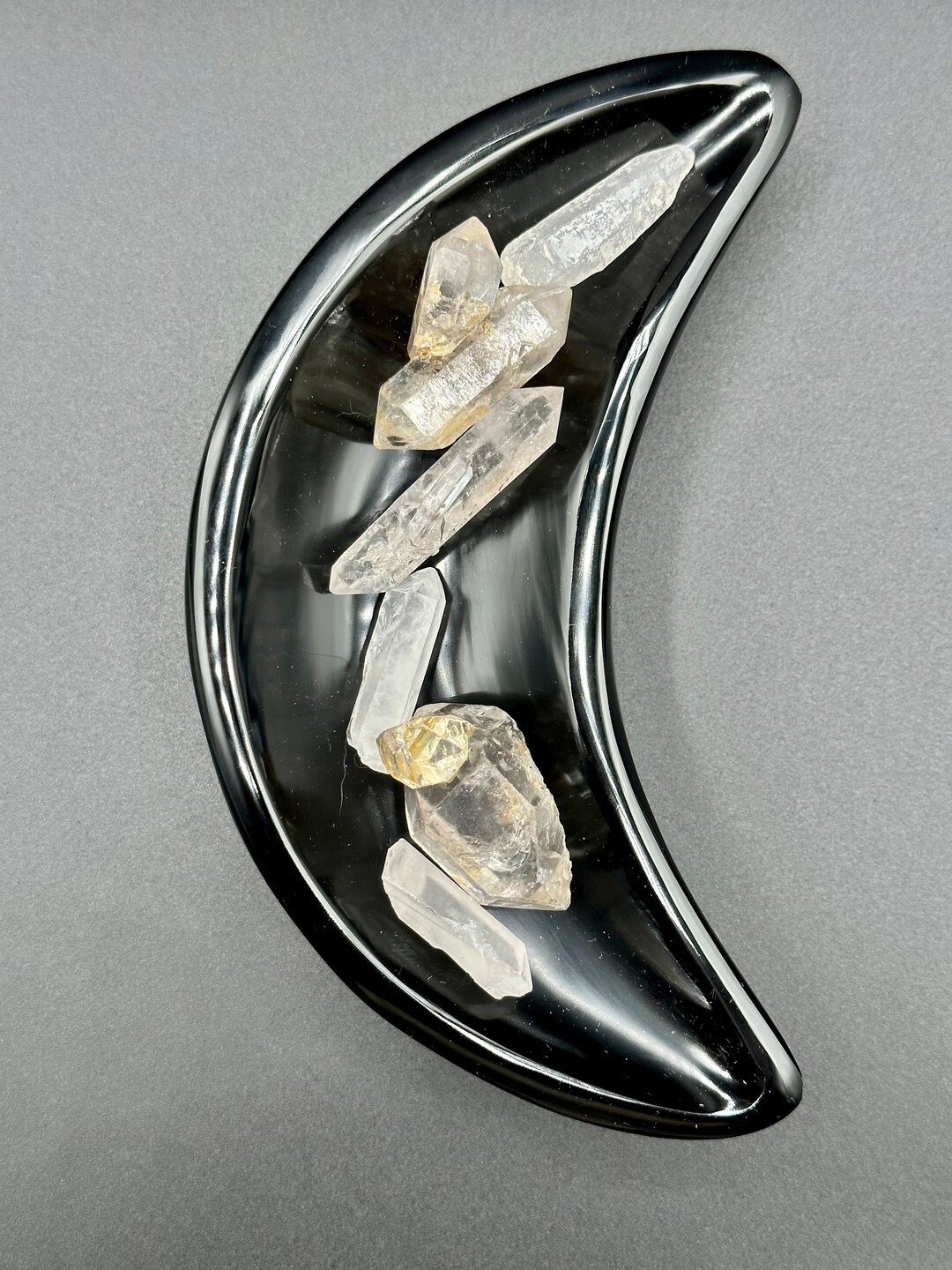 Obsidian Crescent Moon Bowl -- Hand Carved Obsidian -- Obsidian Bowl ...