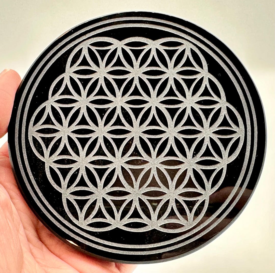 Obsidian Grid Plates: Flower of Life Grid, Metatron’s Cube Grid or Tree ...