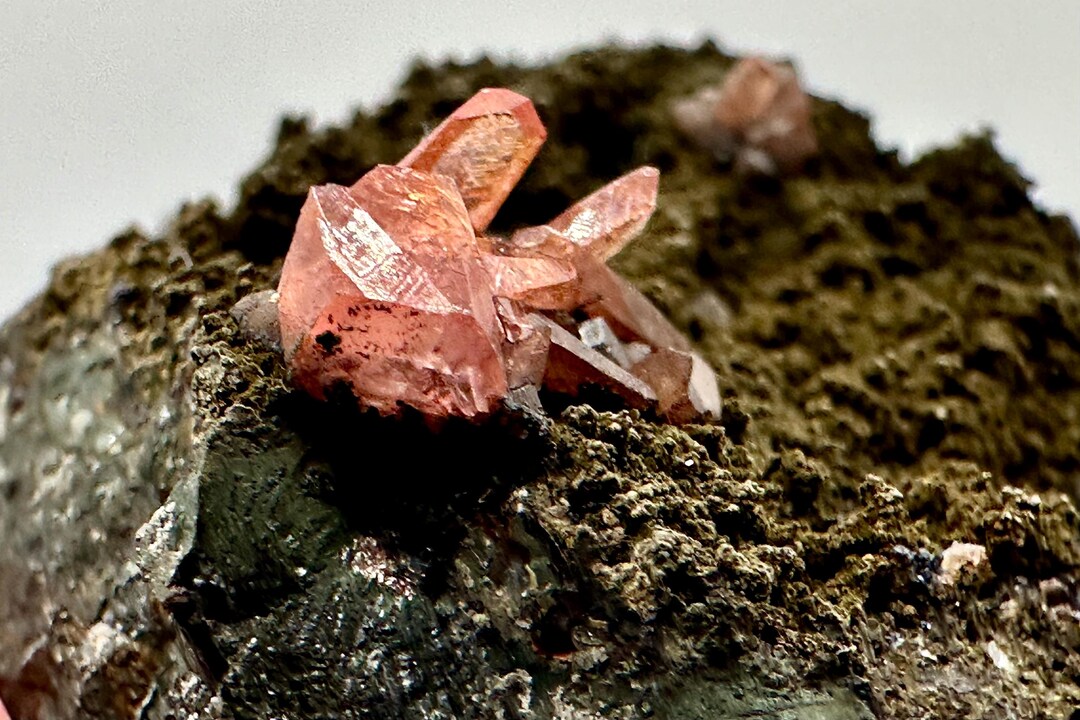 Pink Rhodochrosite Crystal Specimen: Shimmering Gem on Matrix, Mexico ...