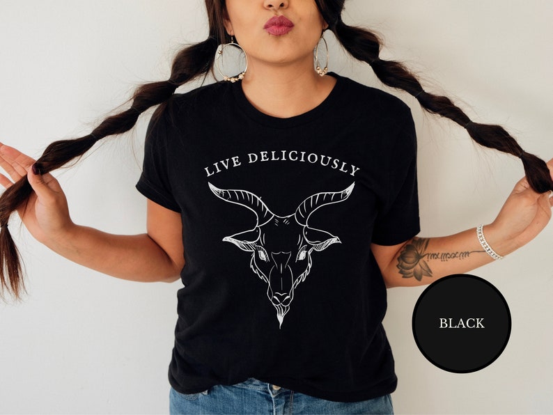 Black Phillip Shirt Live Deliciously Baphomet Godless Clothes Witchcore ...