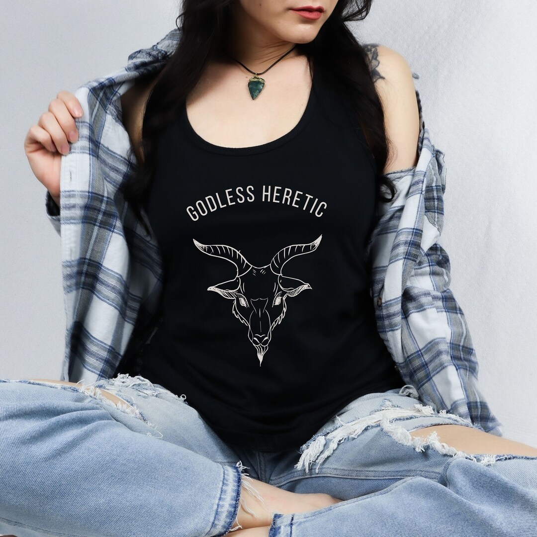 Blasphemous Clothing, GODLESS HERETIC, Racerback Tank Top, Satanic ...