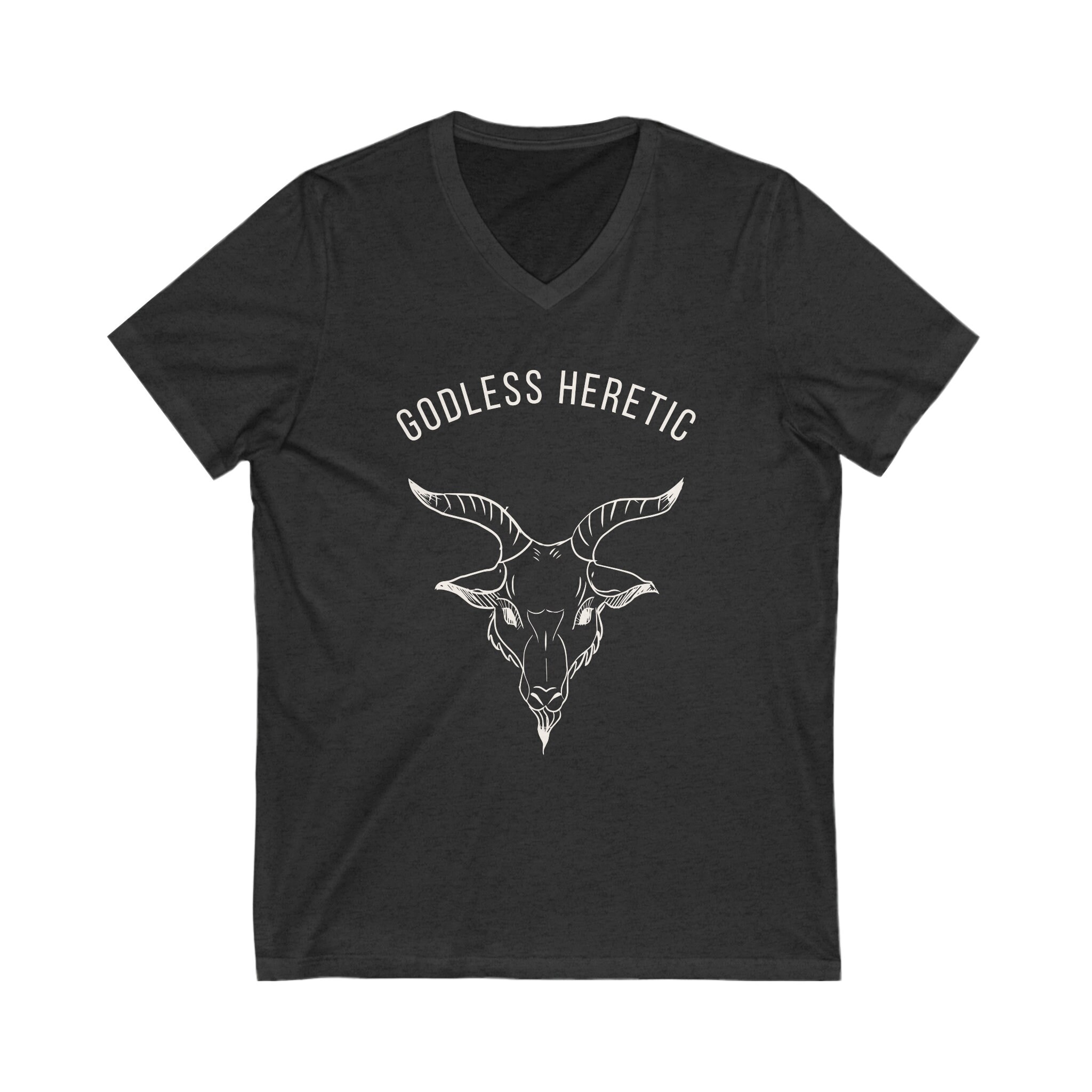 GODLESS HERETIC, Satanic Goat V Neck Shirt, Baphomet Witchcore ...