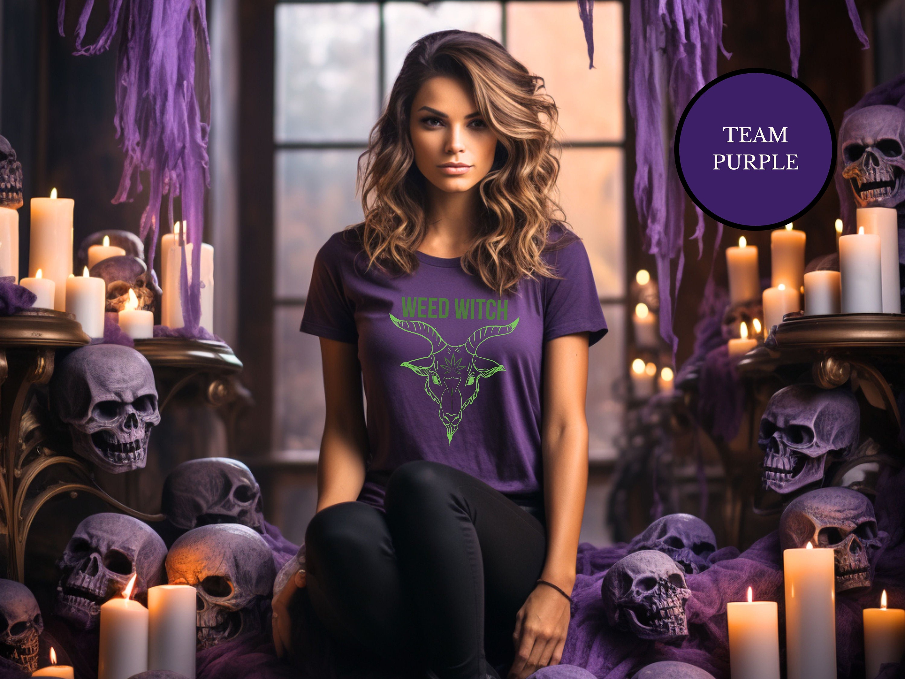 Baphomet Shirt, Weed Witch, Goblincore Goat Head, Witchy Stoner Gifts for Her, Marijuana Leaf ...