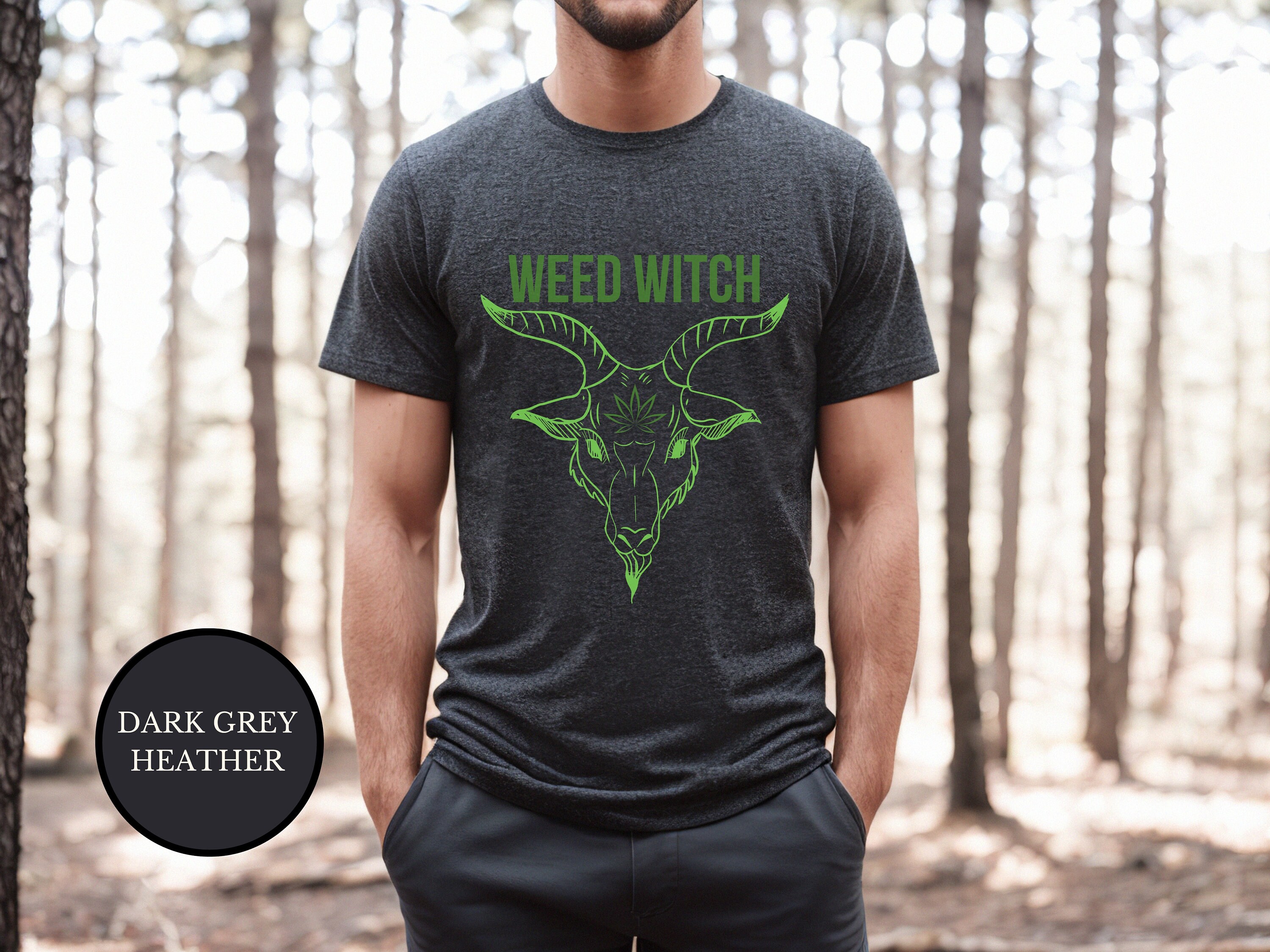 Baphomet Shirt, Weed Witch, Goblincore Goat Head, Witchy Stoner Gifts for Her, Marijuana Leaf ...