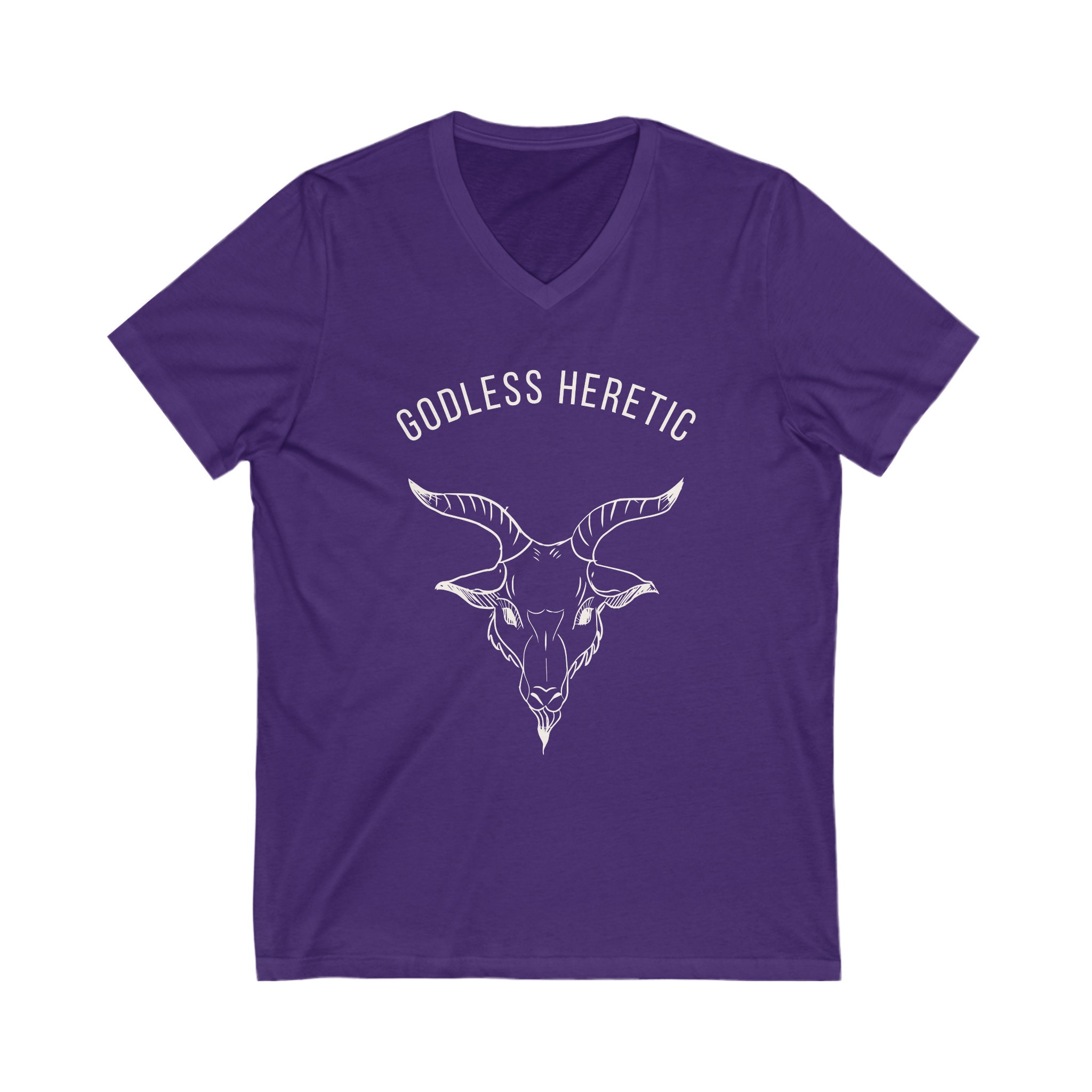 GODLESS HERETIC, Satanic Goat V Neck Shirt, Baphomet Witchcore ...