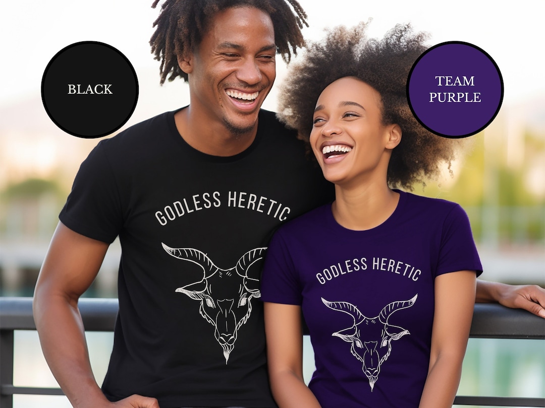 GODLESS HERETIC, Satanic Goat Head Shirt, Baphomet Witchcore Aesthetic ...