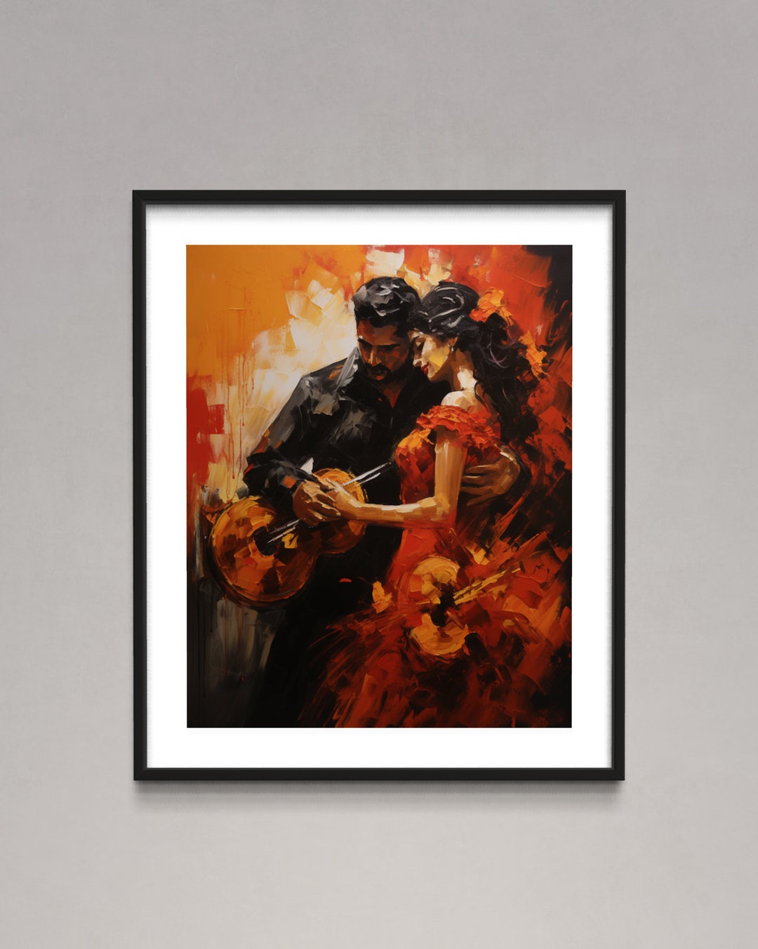 Flamenco Dance Duo Art Print Spanish Couple Dancers Digital Download ...
