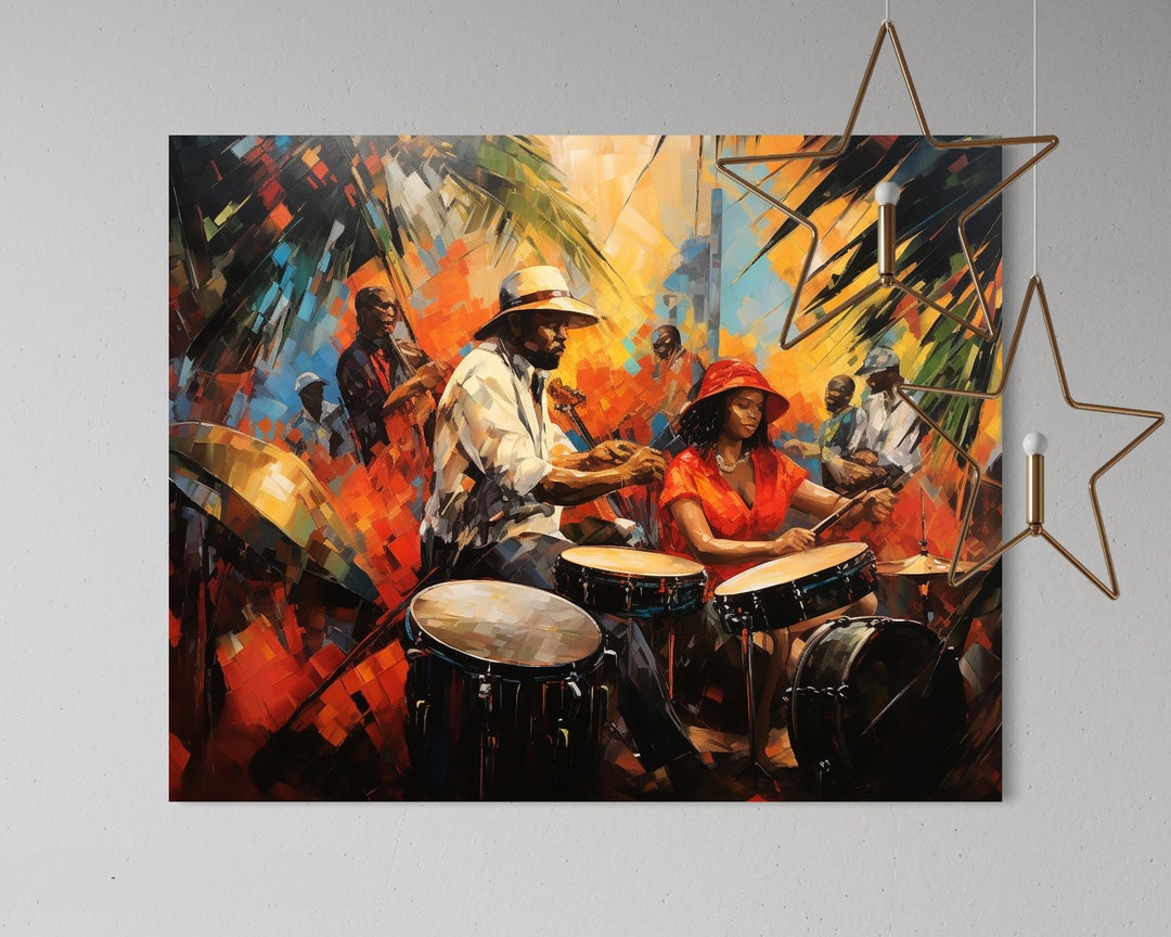Trinidad Art Steelpan Caribbean Carnival Party Digital Wall Art Vibrant ...