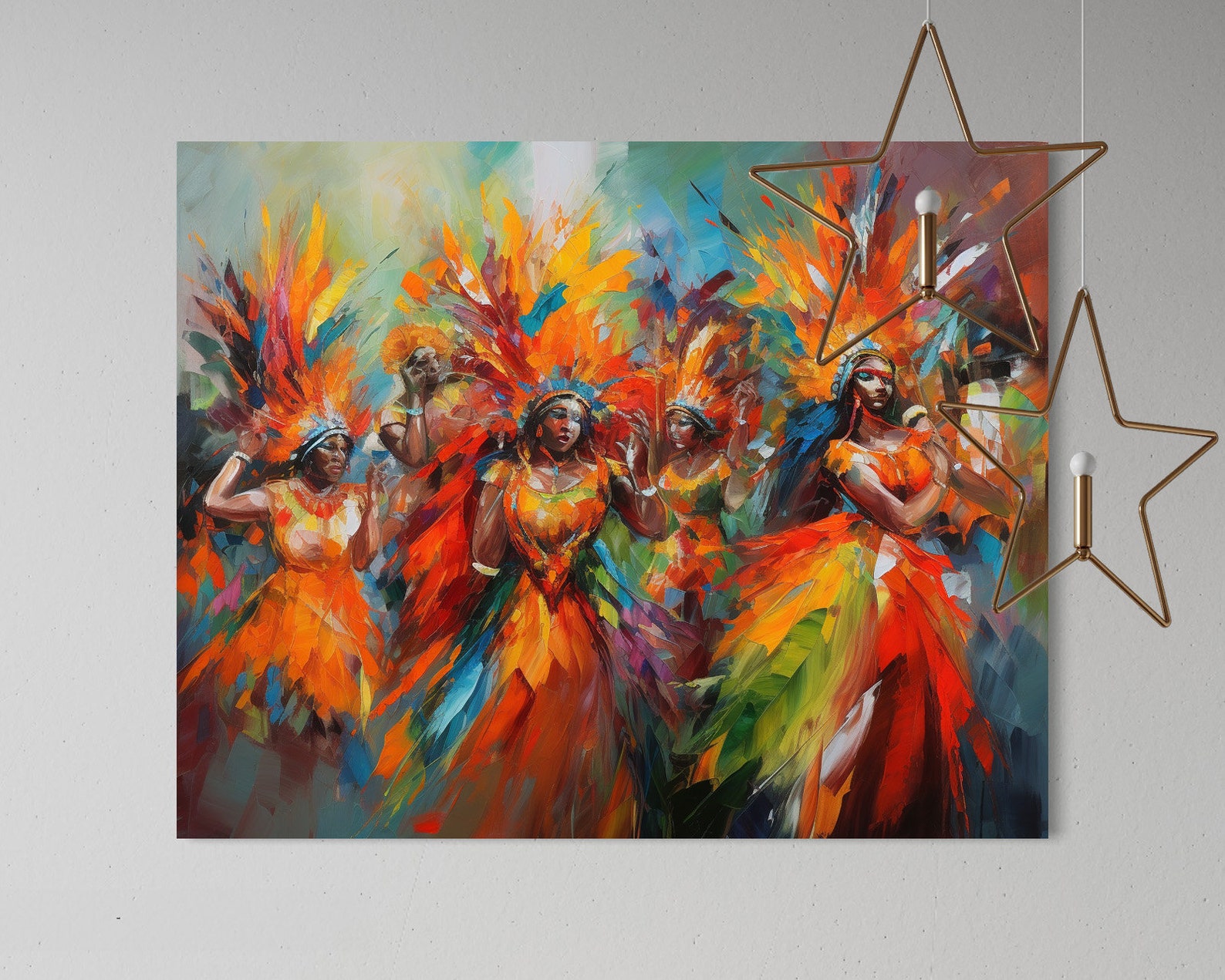 Trinidad Carnival Scene Vibrant Wall Art Digital Caribbean Costume ...