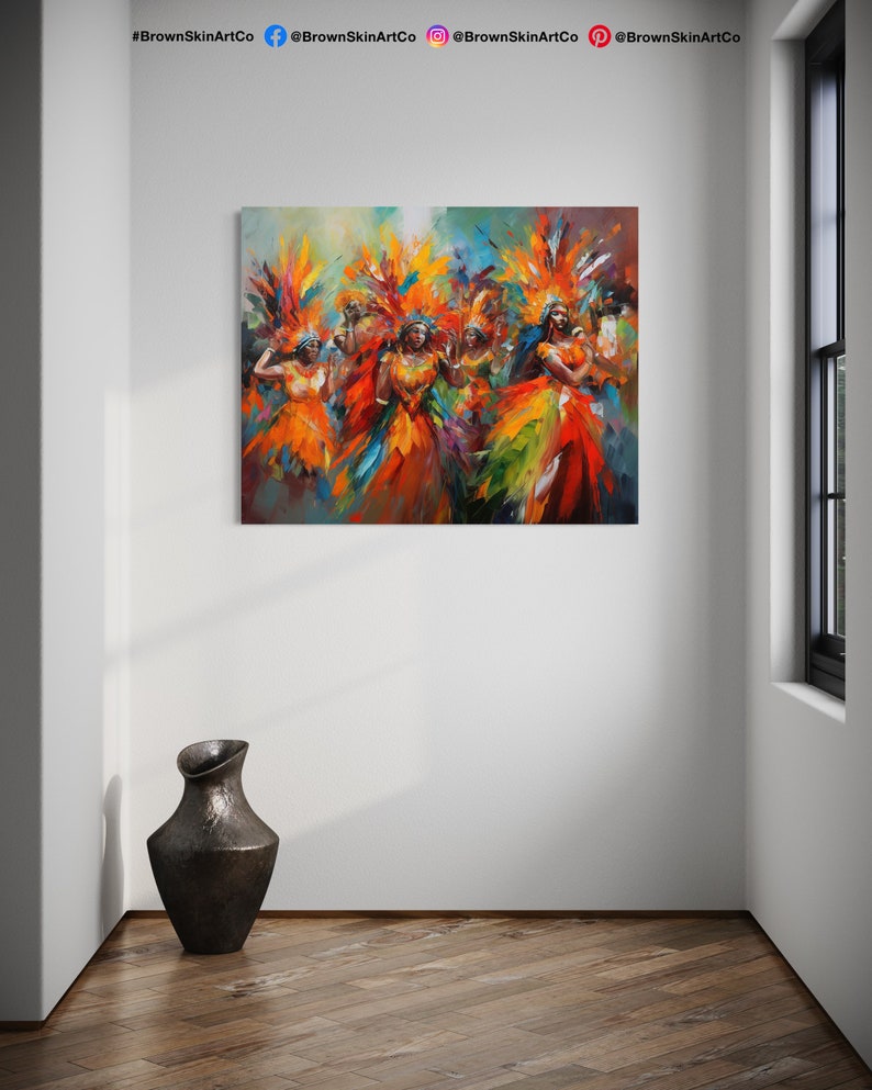 Trinidad Carnival Scene Vibrant Wall Art Digital Caribbean Costume ...