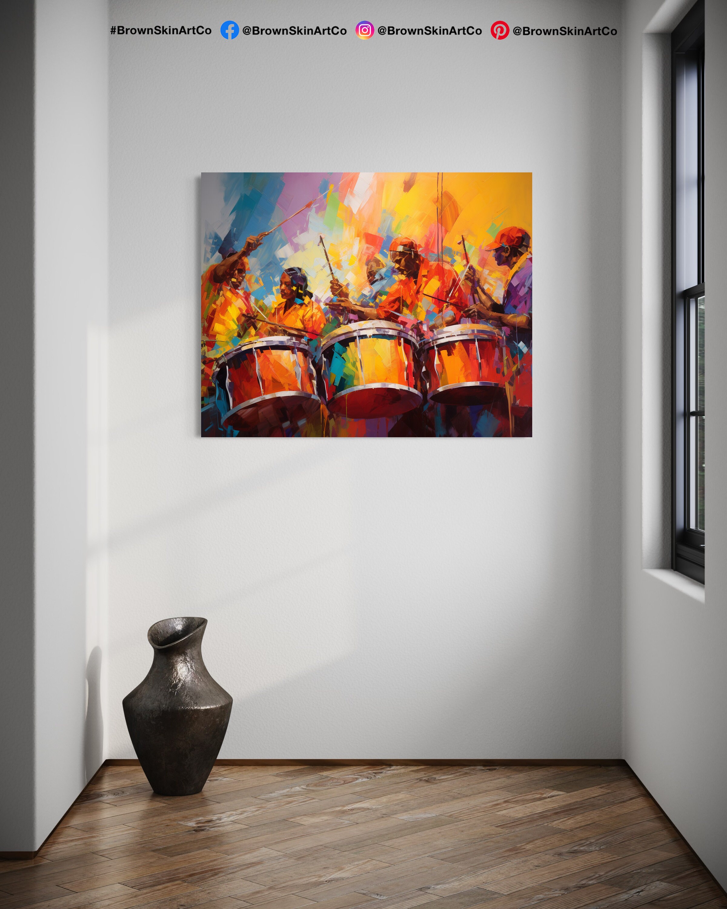 Digital Wall Art Steel Drum Trinidad Carnival Scene Vibrant Caribbean ...