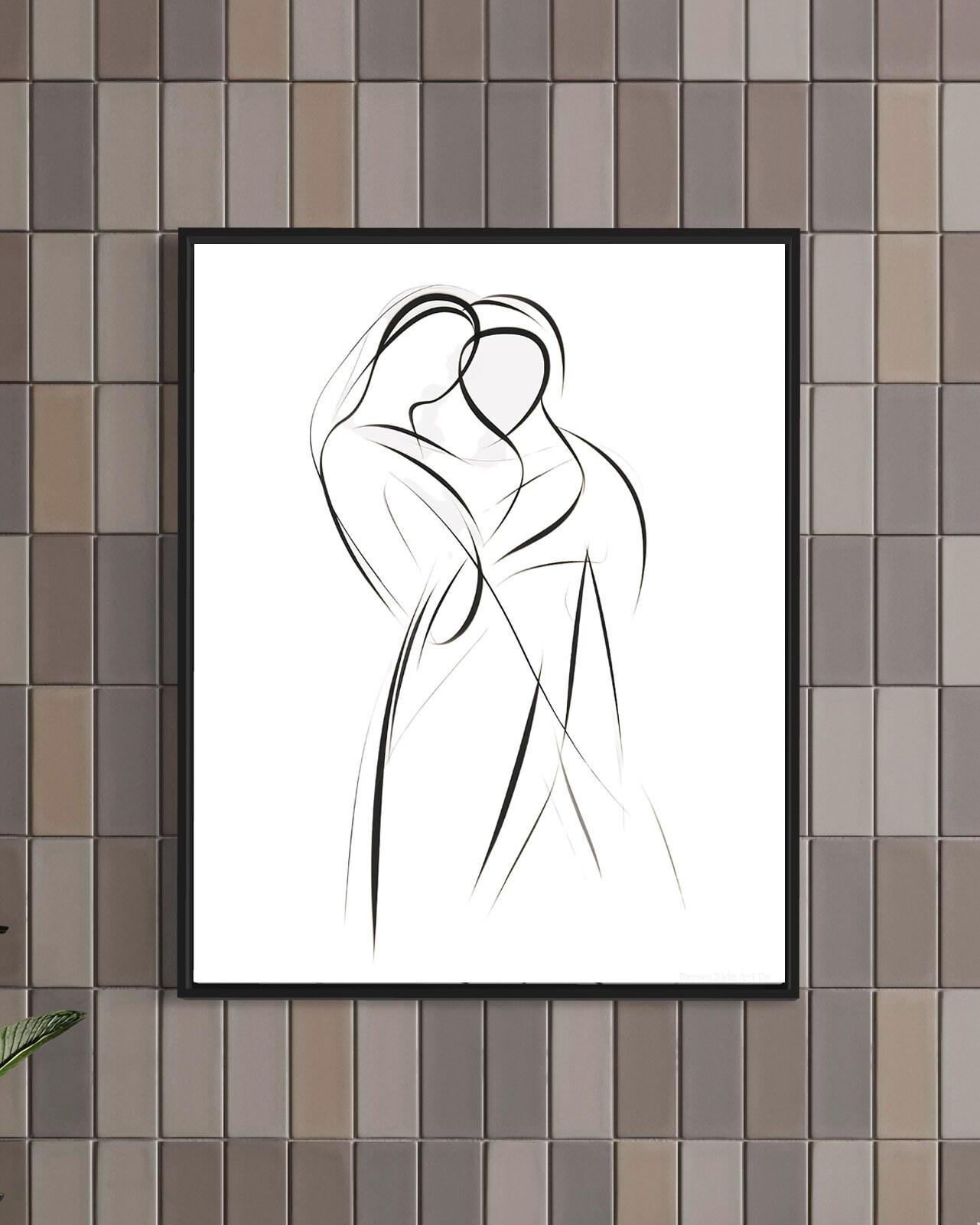 Embraced Couple Digital Art Love Line Drawing Elegant Romantic - Etsy
