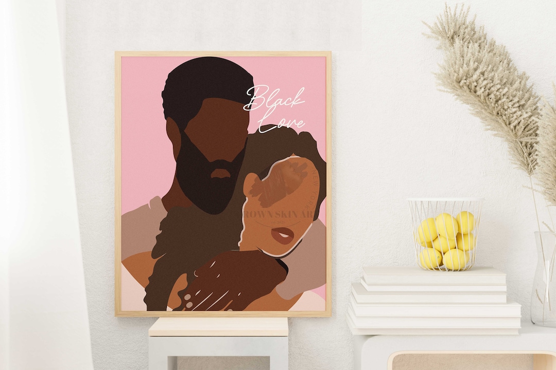 Abstract Printable Wall Art Black Love African American Theme Digital ...