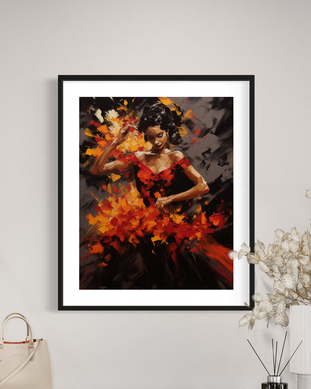 Flamenco Female Dancer Digital Print Spanish Dance Art Vibrant Wall ...
