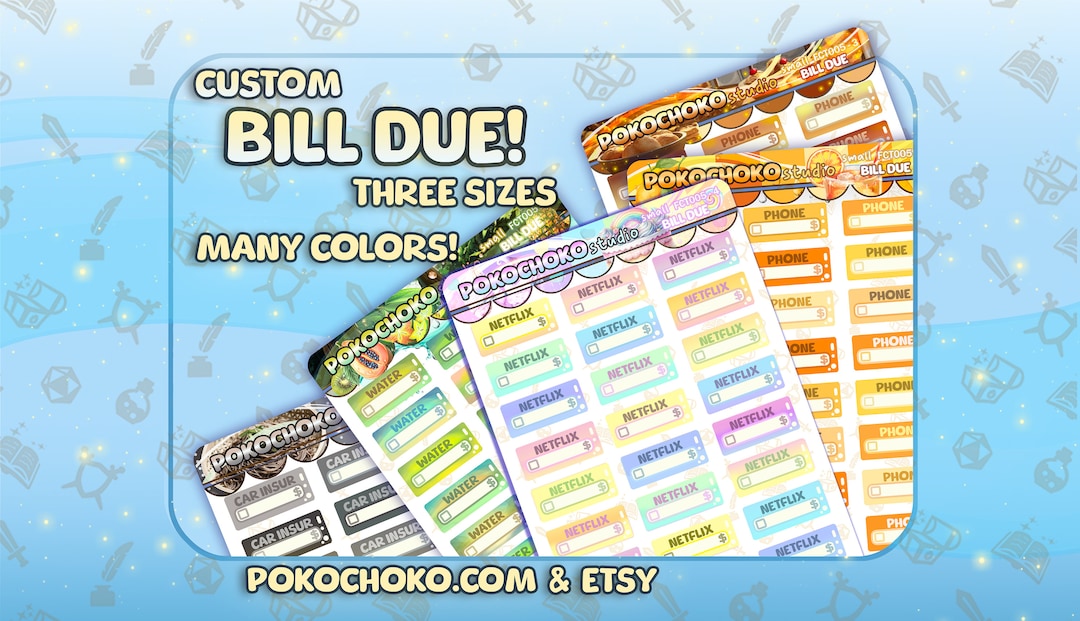 Custom Bill Due Planner Stickers Mini Planner Gift Cute Journal ...