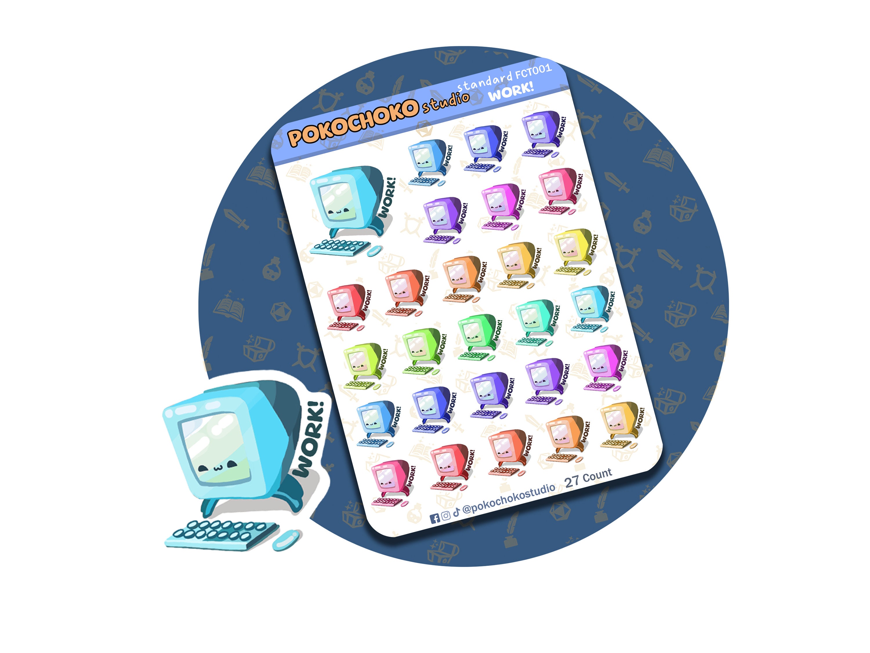 Work From Home Computer Planner Stickers, Functional Stickers, Cute ...