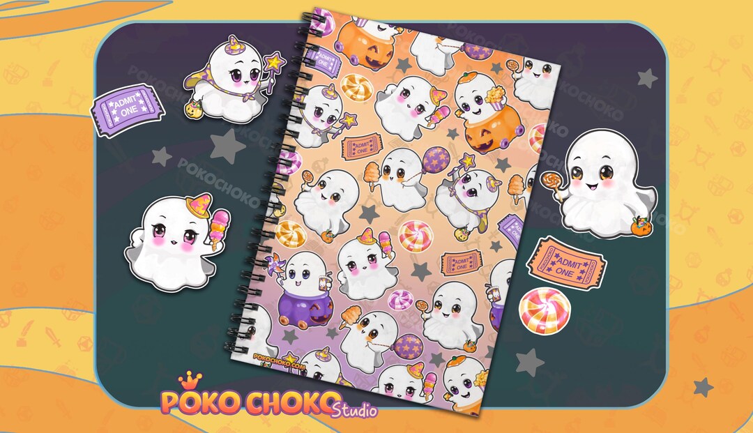 A5 Size Cute Ghost Carnival Notebook, Halloween Gifts, Halloween ...