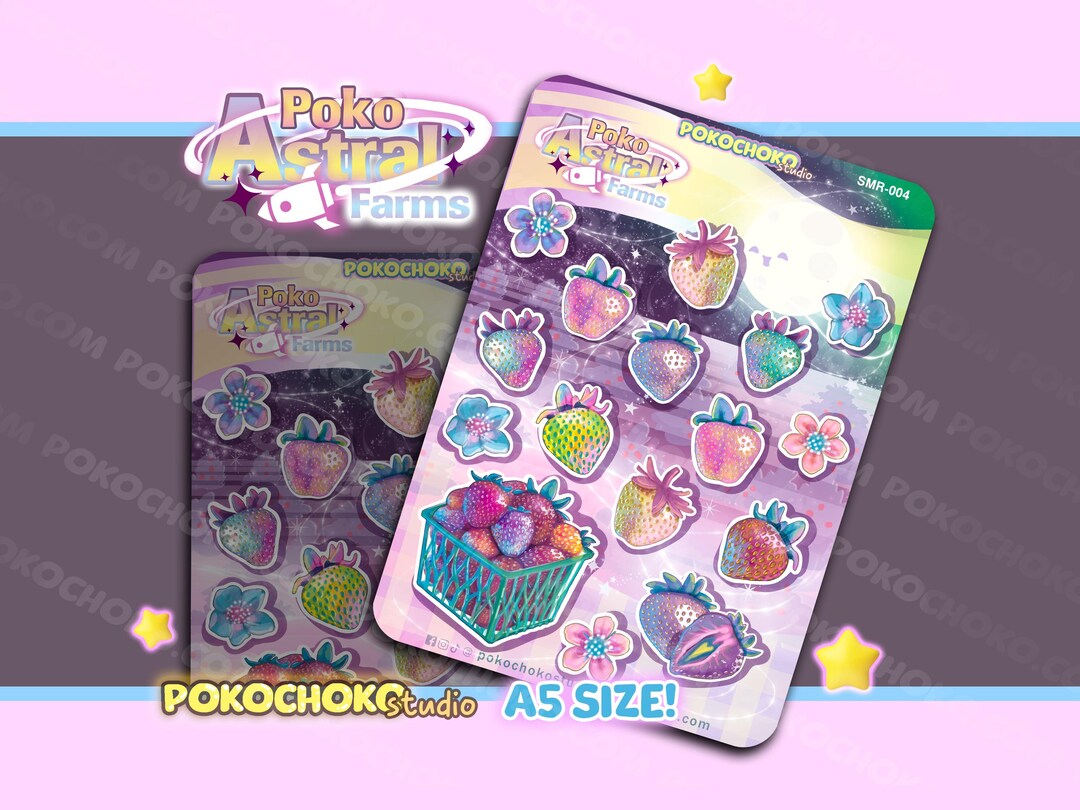 Cosmic Strawberry Stickers, Strawberry Lover Gift, Gardener Stickers ...