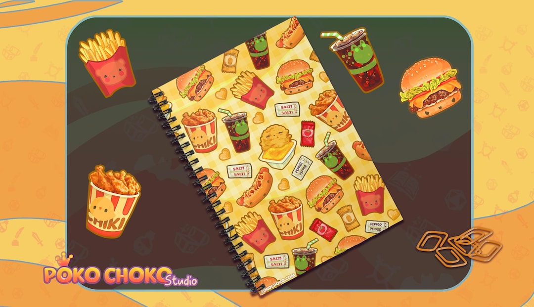 A5 American Fast Food Spiral Notebook, Gift for Foodie, Junk Food Gifts ...