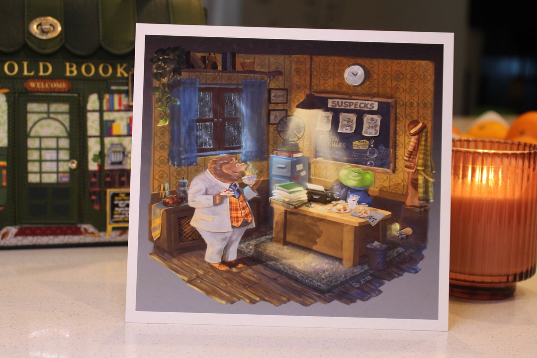 Detective Molpurt and Peego Art Print Cute Animals Art Pokochoko Hand ...