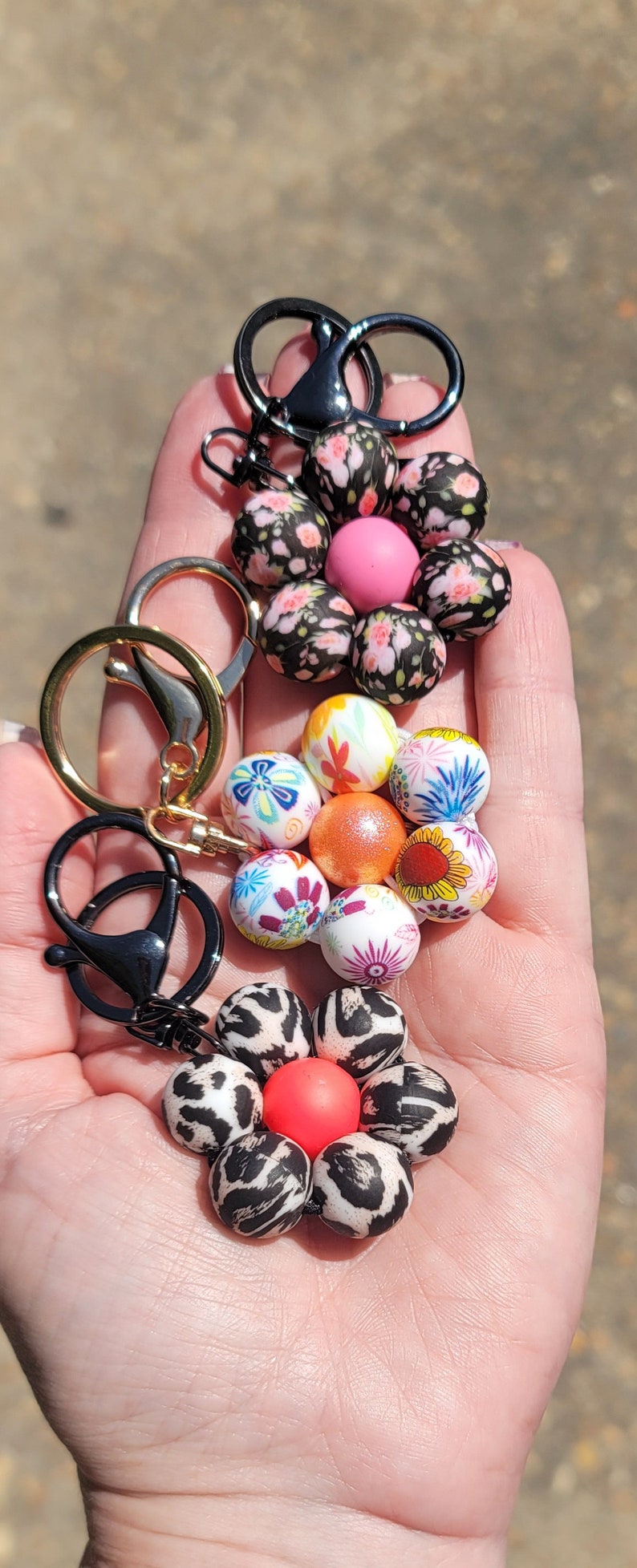 Flower Beaded Keychains - Etsy