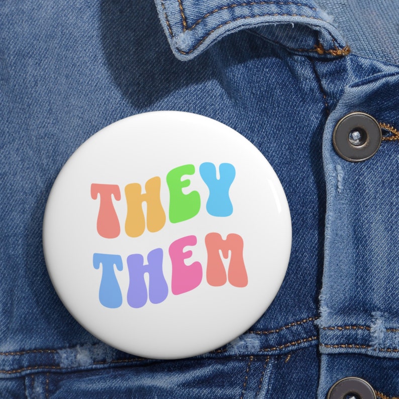 Pronoun Pin, Pronoun Buttons, Pronoun Badge, Gender Neutral ...