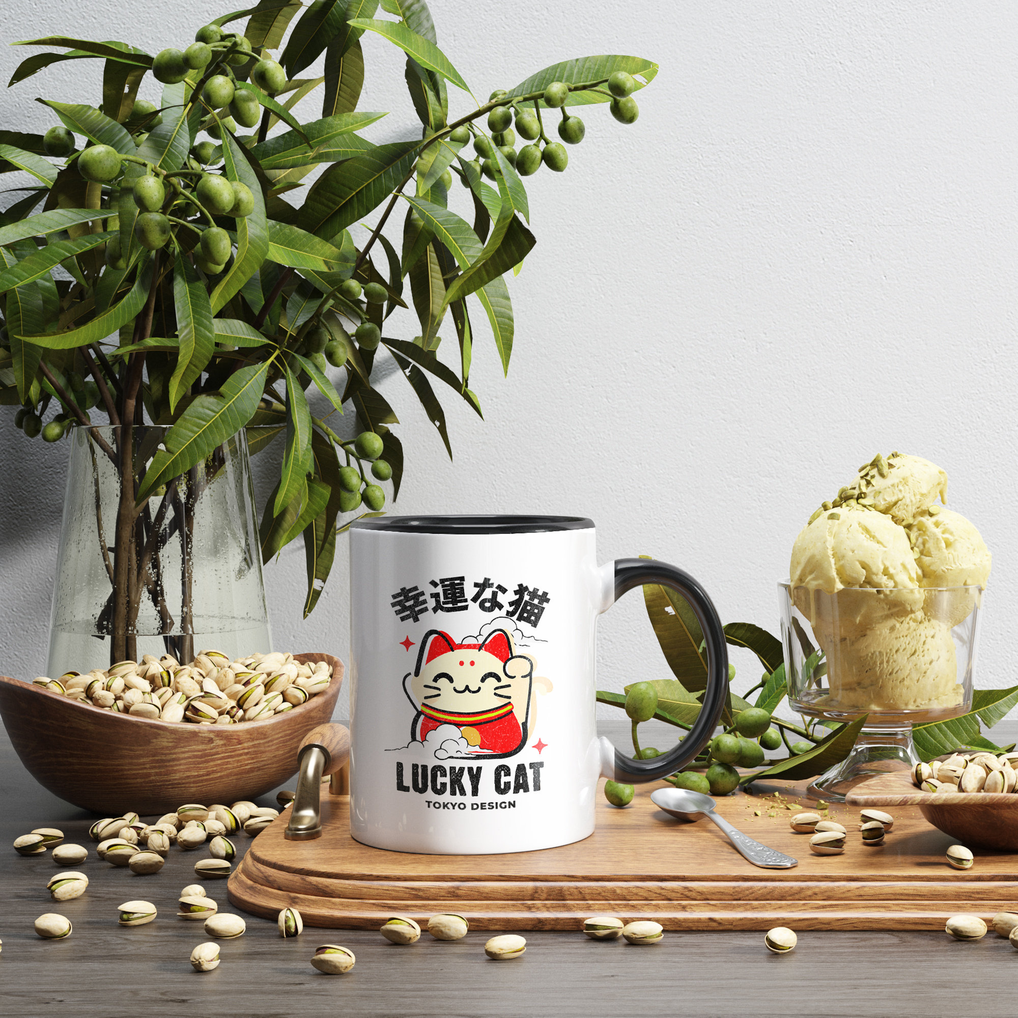 Lucky Cat Mug, Cat Lover Mug, Japanese Cat, Cat Coffee Mug, Cat Mom Mug ...