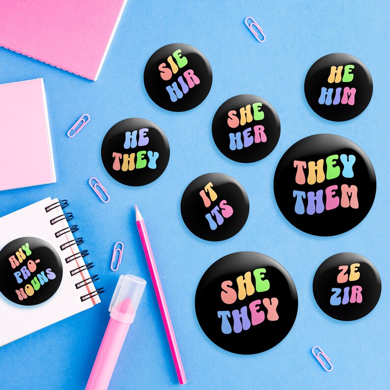 Pronoun Pins, Nonbinary Pin, Decorative Pins, Neopronoun , Backpack ...