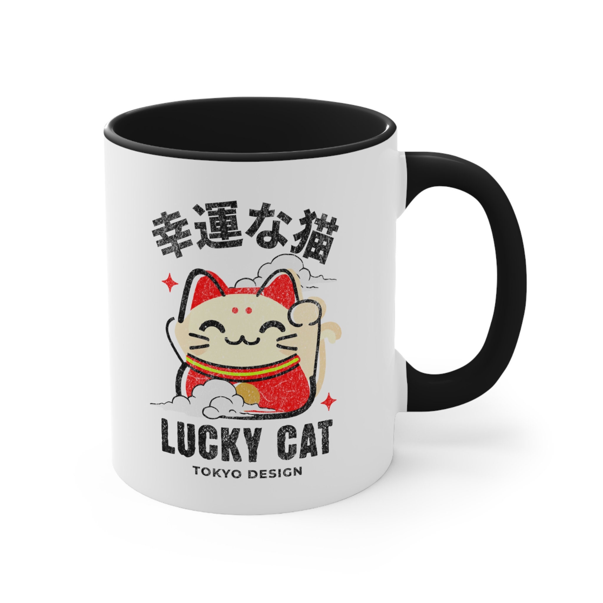 Lucky Cat Mug, Cat Lover Mug, Japanese Cat, Cat Coffee Mug, Cat Mom Mug ...