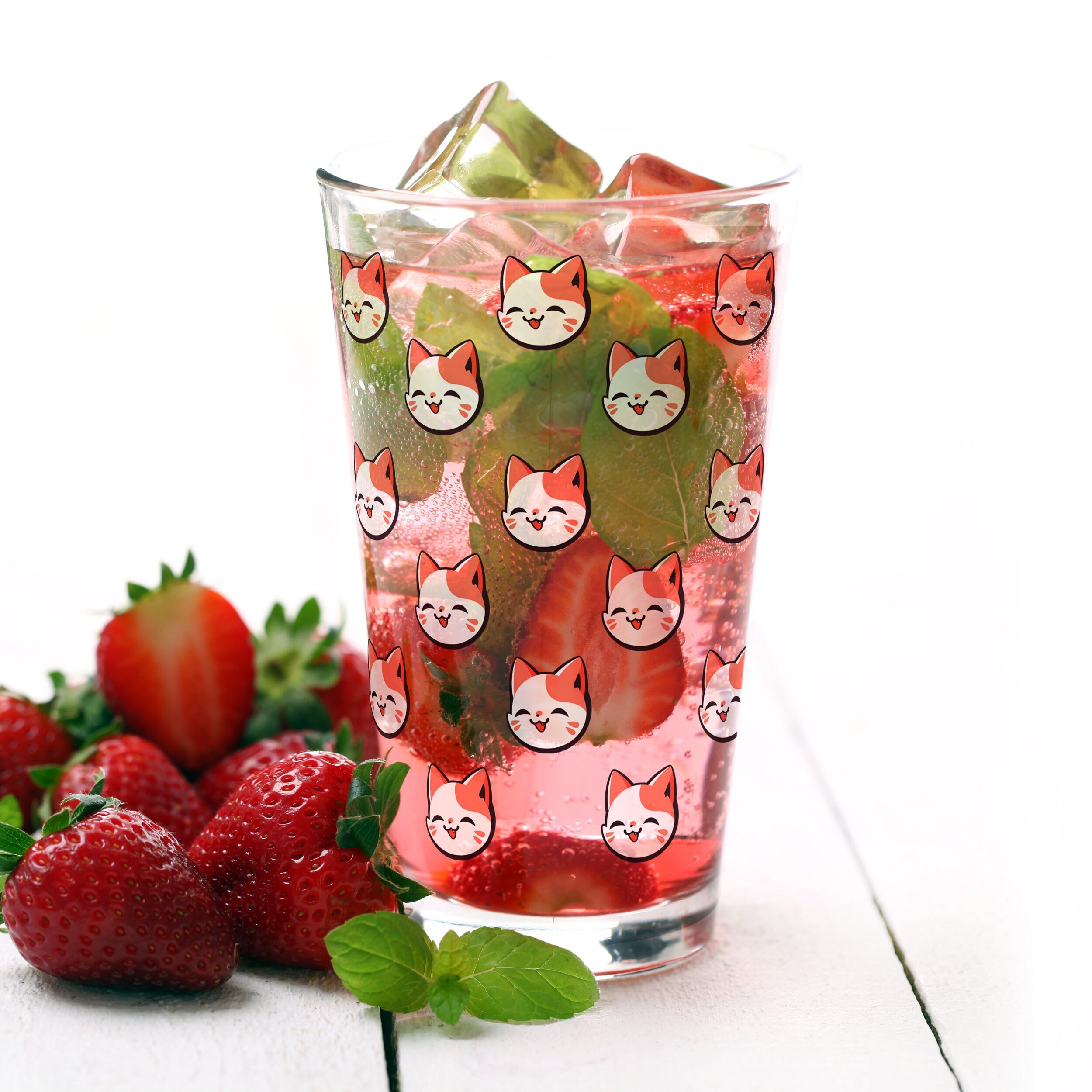 Cute Glass Cup Aesthetic Cups Cat Glass Cup Ice Coffee - Etsy