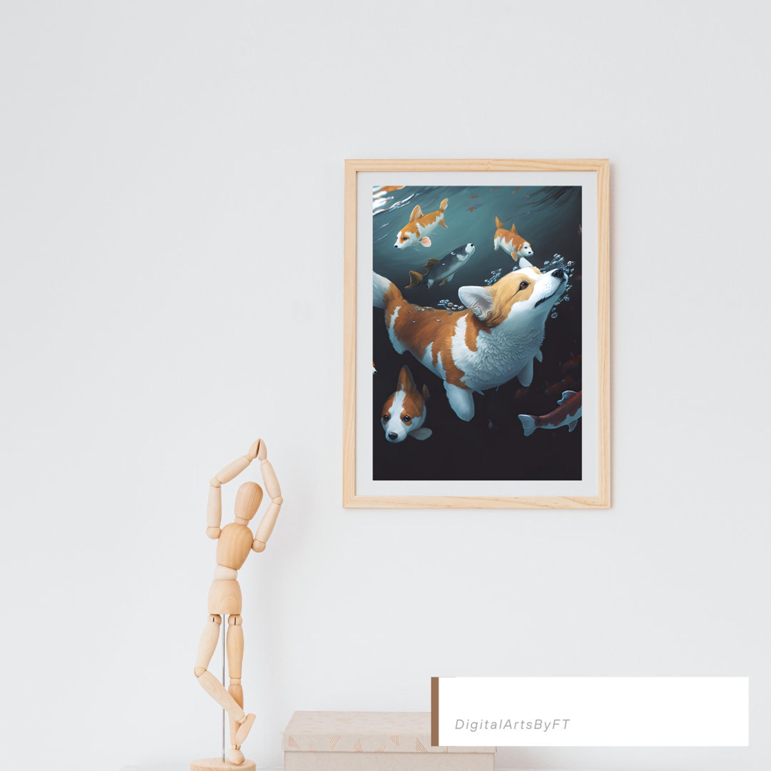Koi Fish Corgi and Corgi Koi Fishes Digital Print, Digital Art, Digital ...