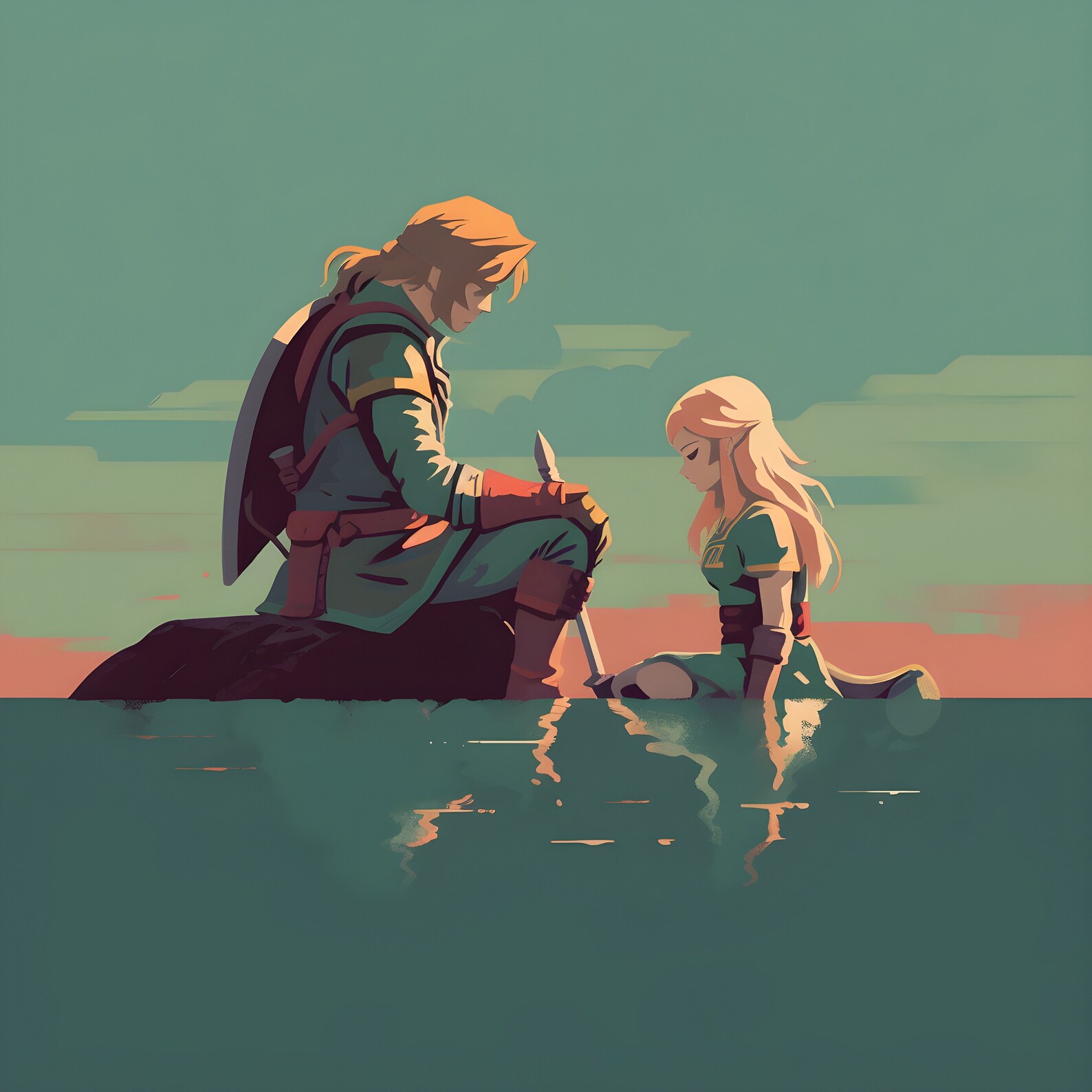 The Legend of Zelda - Tears of the Kingdom, Link and Zelda, Digital Art ...