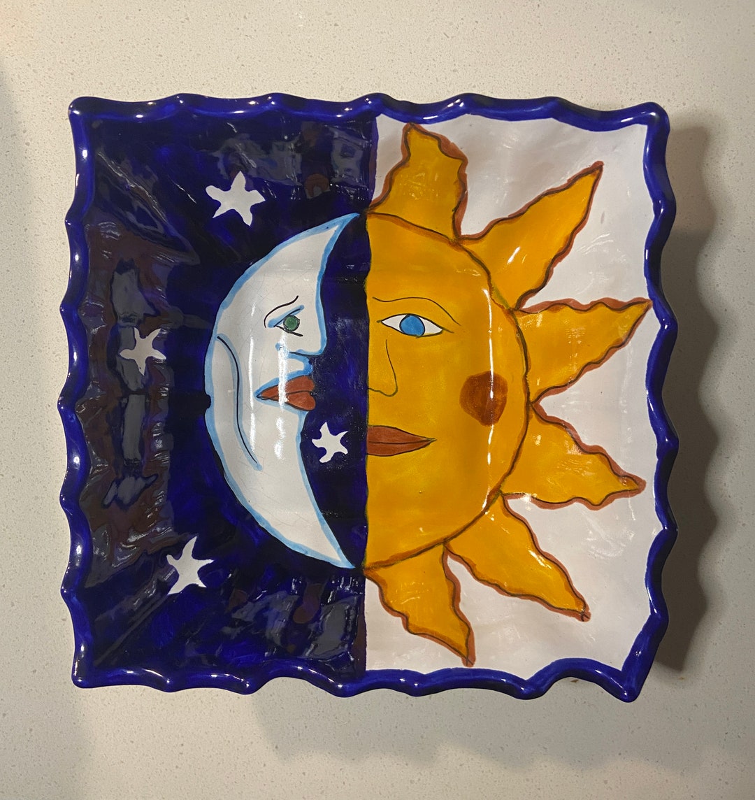 Mexican Pottery | Sun | Moon and Stars | Cobalt Vintage | Celestial - Etsy