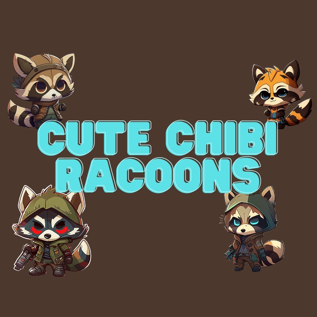 Adorablably Cute Chibi Raccoon Clipart Pack Contains 6 Raccoons ...