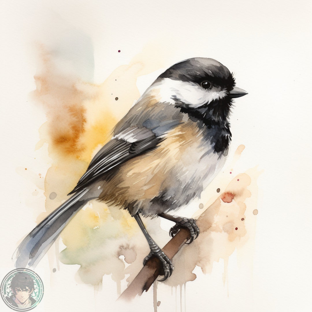 Black Capped Chickadee Digital Print, Wall Decor Bird Picture, Vinatage ...