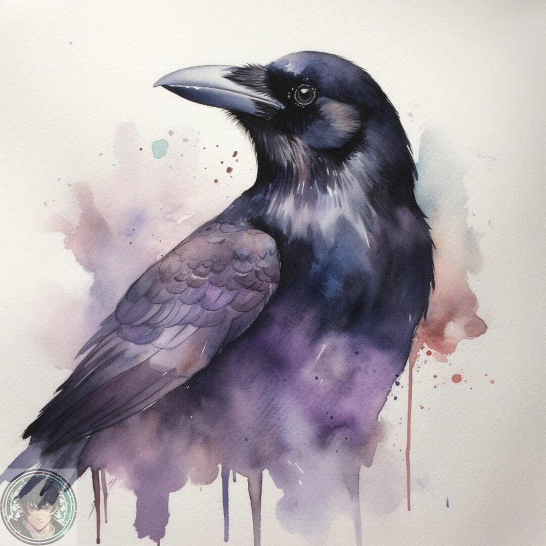 Gothic Raven Wall Art, Black Raven Digital Print Home Decor, Raven ...