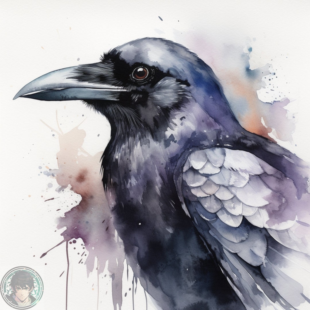 Gothic Raven Wall Art, Black Raven Digital Print Home Decor, Raven ...