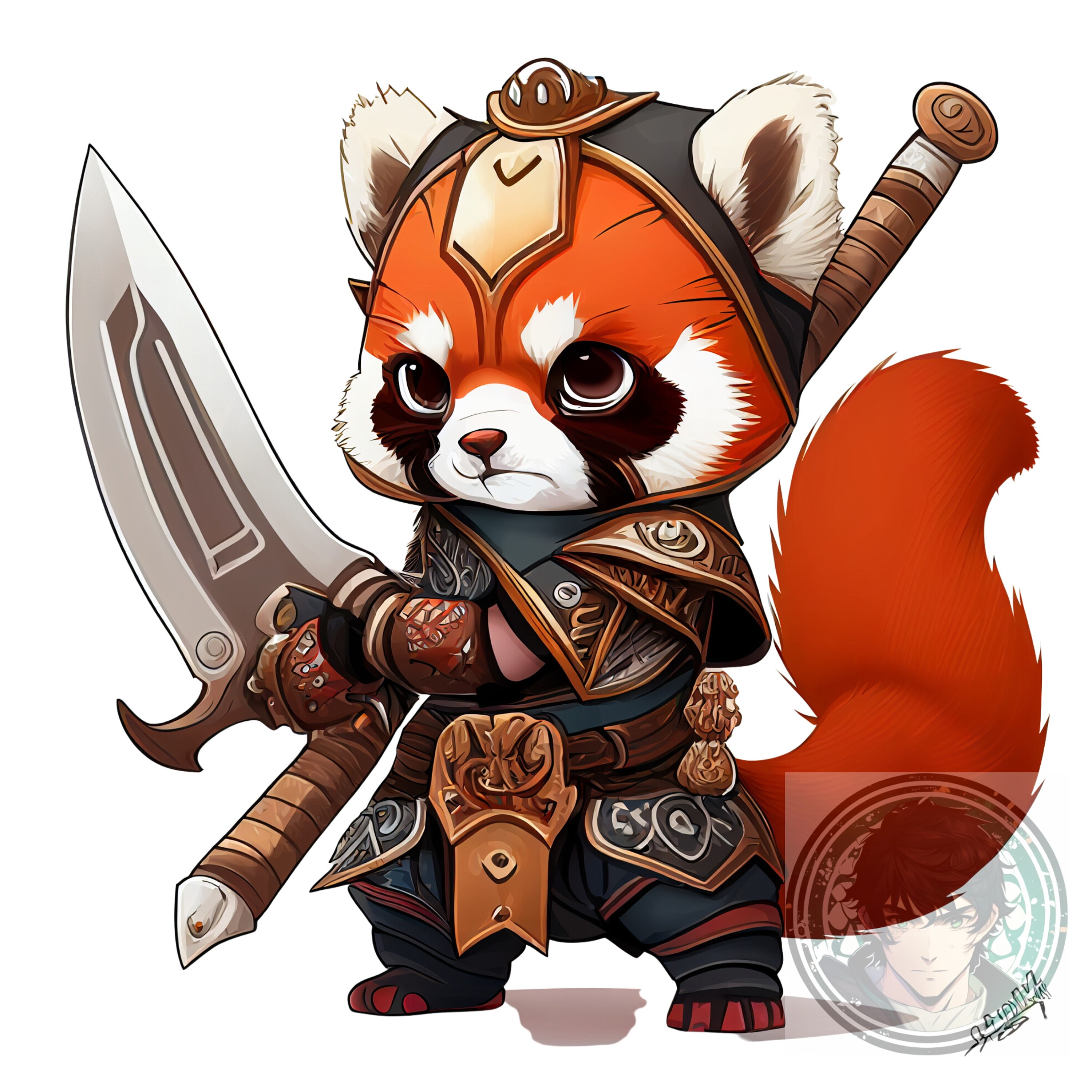 Chibi Red Panda Warrior Clipart Pack - Etsy UK