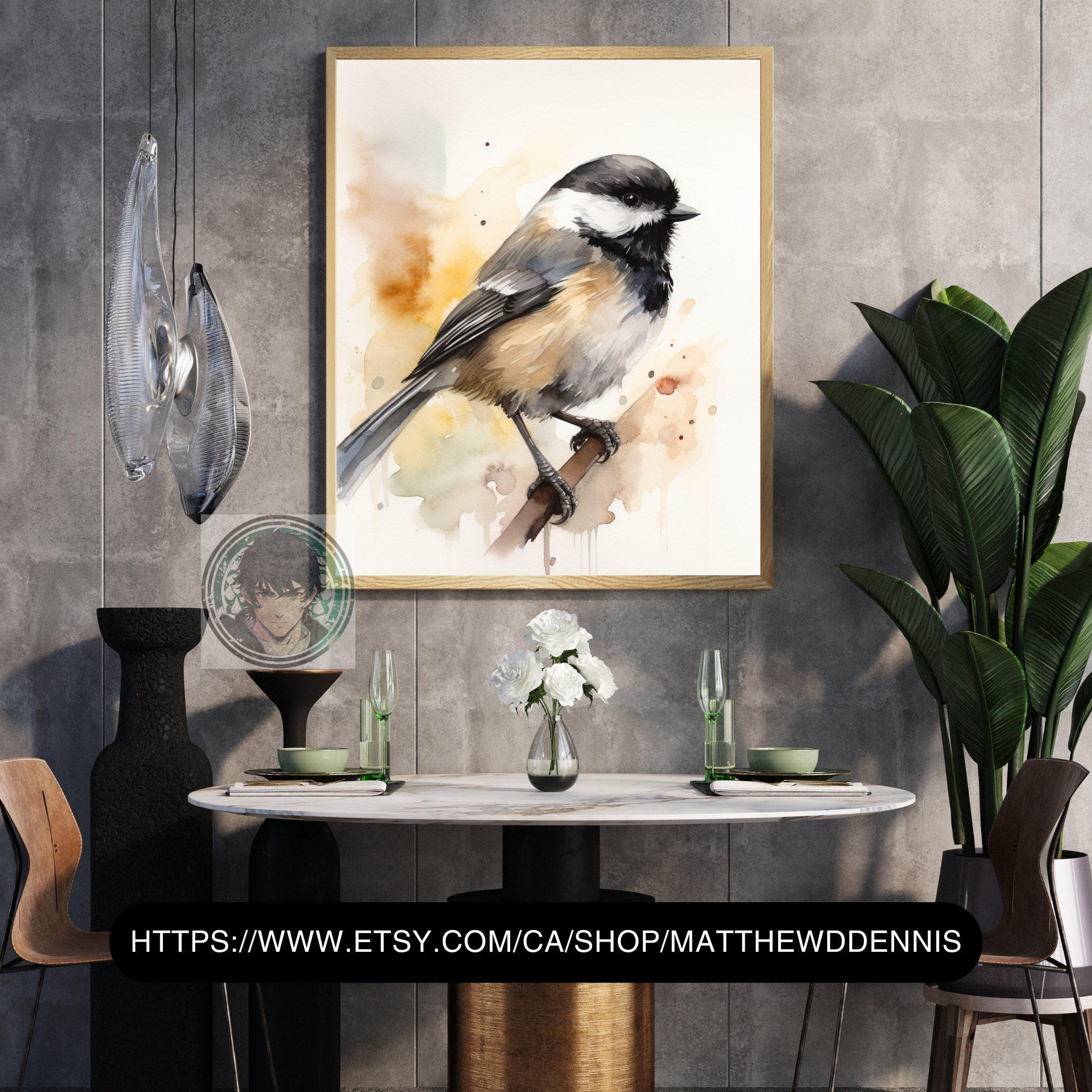 Black Capped Chickadee Digital Print, Wall Decor Bird Picture, Vinatage ...