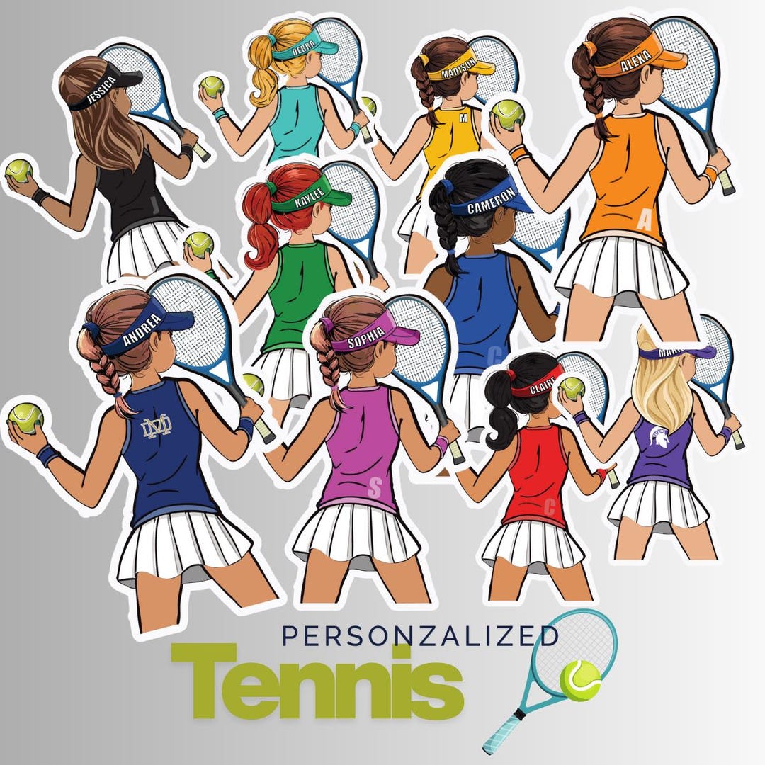 Personalized Girl Tennis Stickers, Custom Team Logo Decals - Etsy