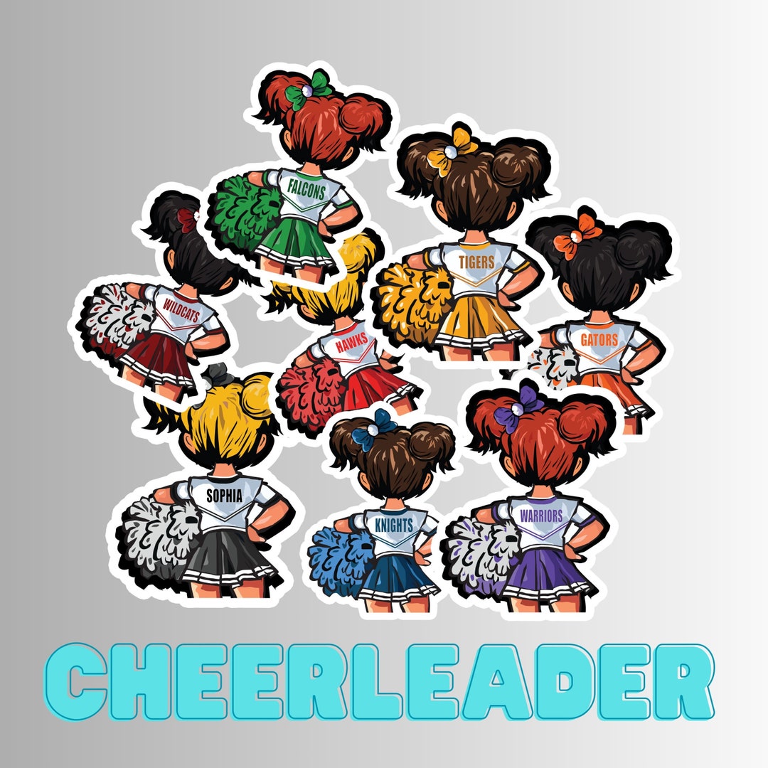 Personalized Cheerleader Stickers, Custom Decals, Girls Cheerleader ...