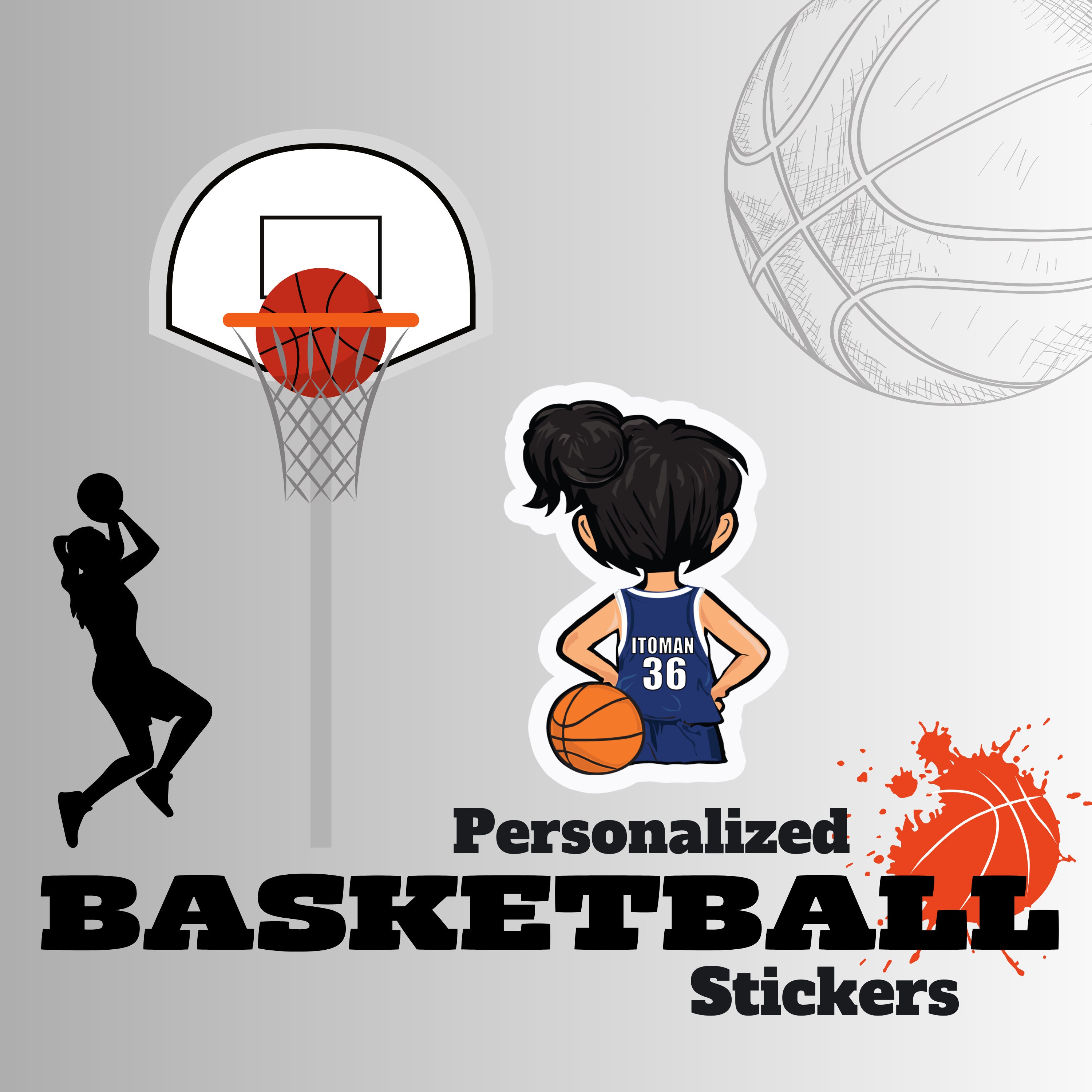 Personalized Basketball Stickers, Custom Decals, Girls Basketball, Team ...