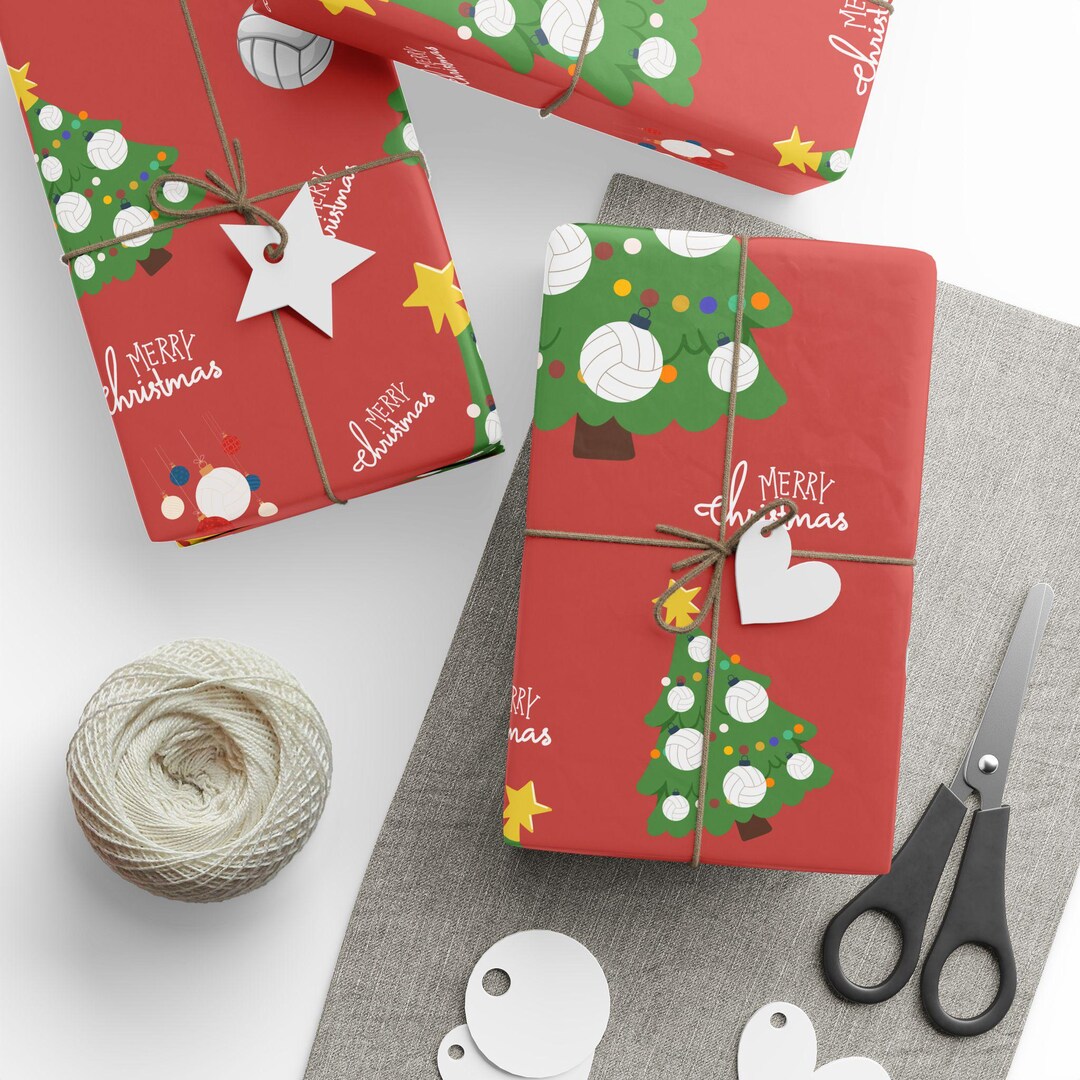 Wrapping Paper Christmas, Volleyball, Red Gift Wrap, Sports, Themed ...